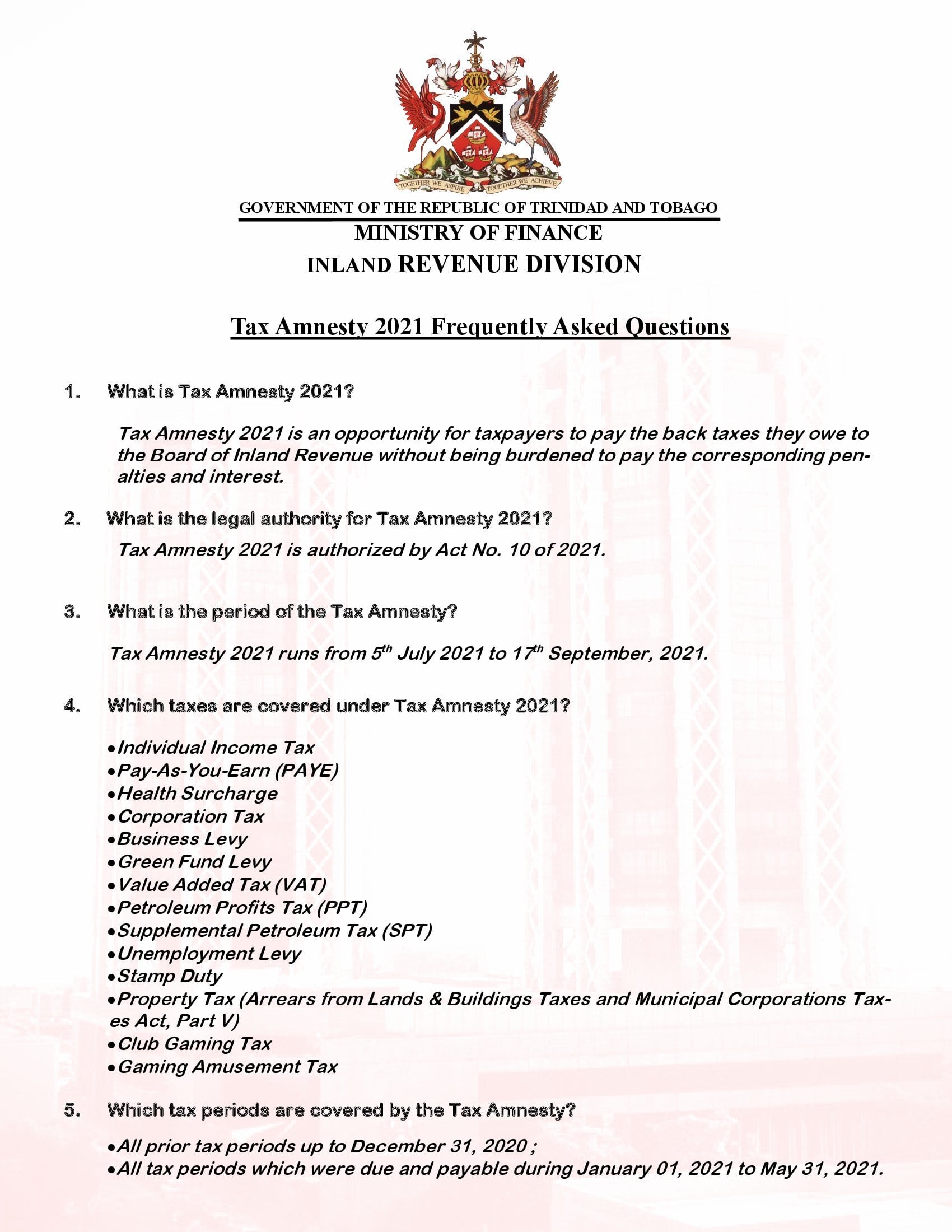 Tax Amnesty 2021 – Ministry of Finance