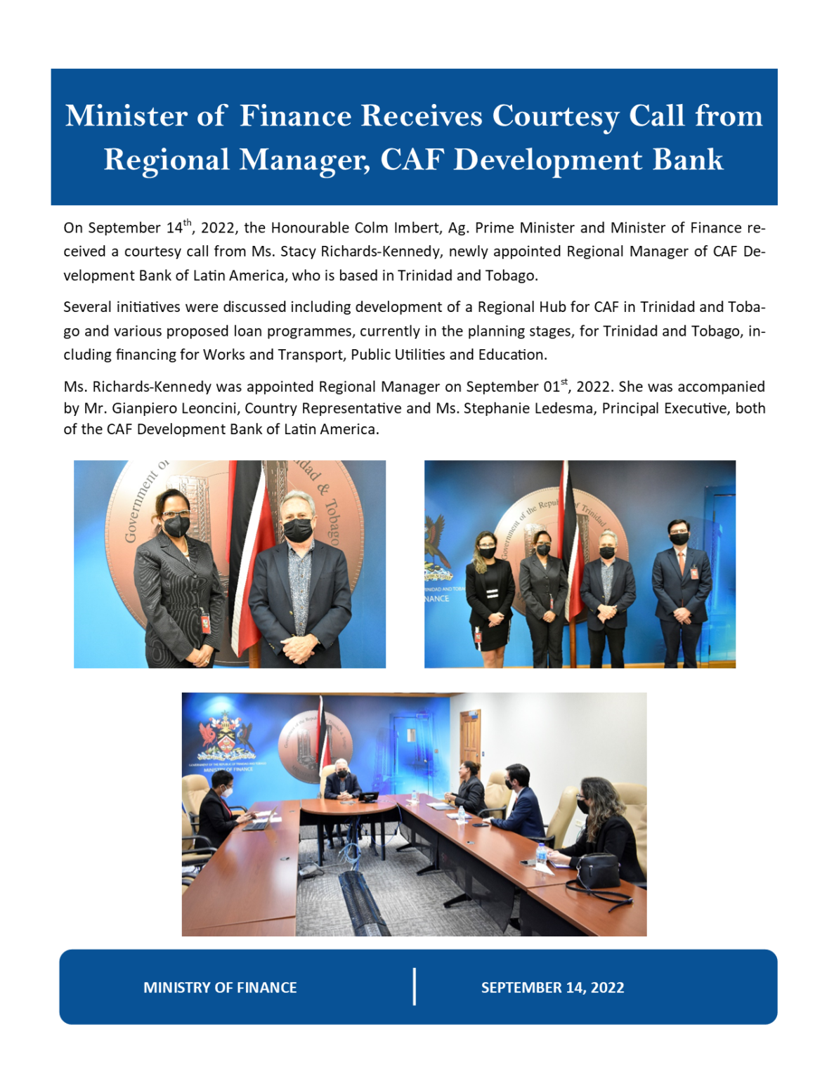 Minister of Finance Receives Courtesy Call from Regional Manager, CAF ...