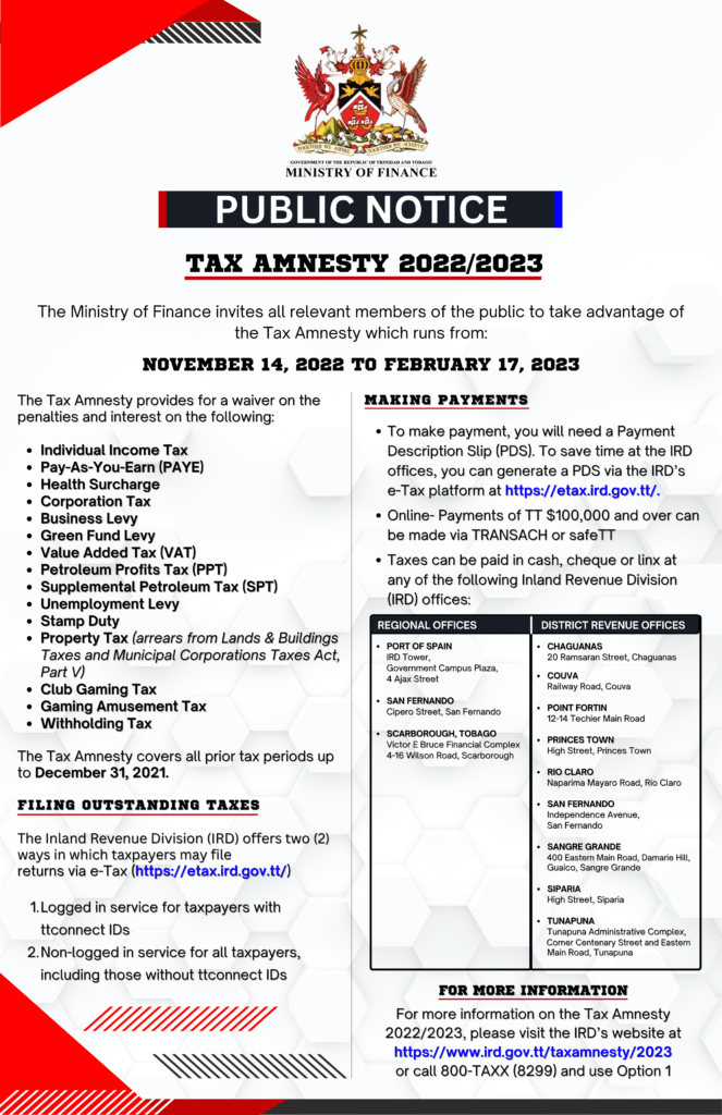 Public Notice – Tax Amnesty 2022/2023 – Ministry of Finance