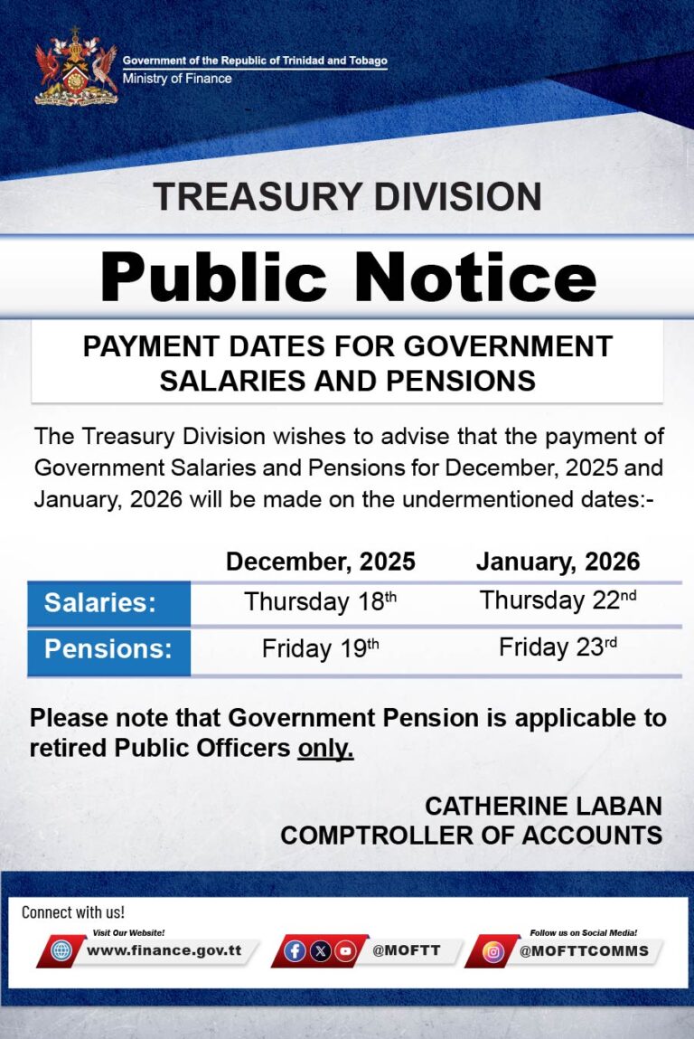 Public Notice – Payment Dates of Government Salaries and Pensions for ...